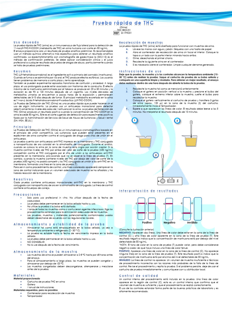 Manual Prueba Rapida THC Orina | Descargar gratis PDF | Cannabis (Droga) | Farmacología
