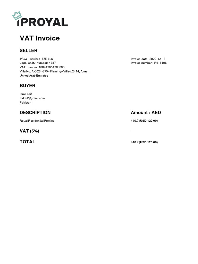 VAT Invoice for Proxy Services | PDF
