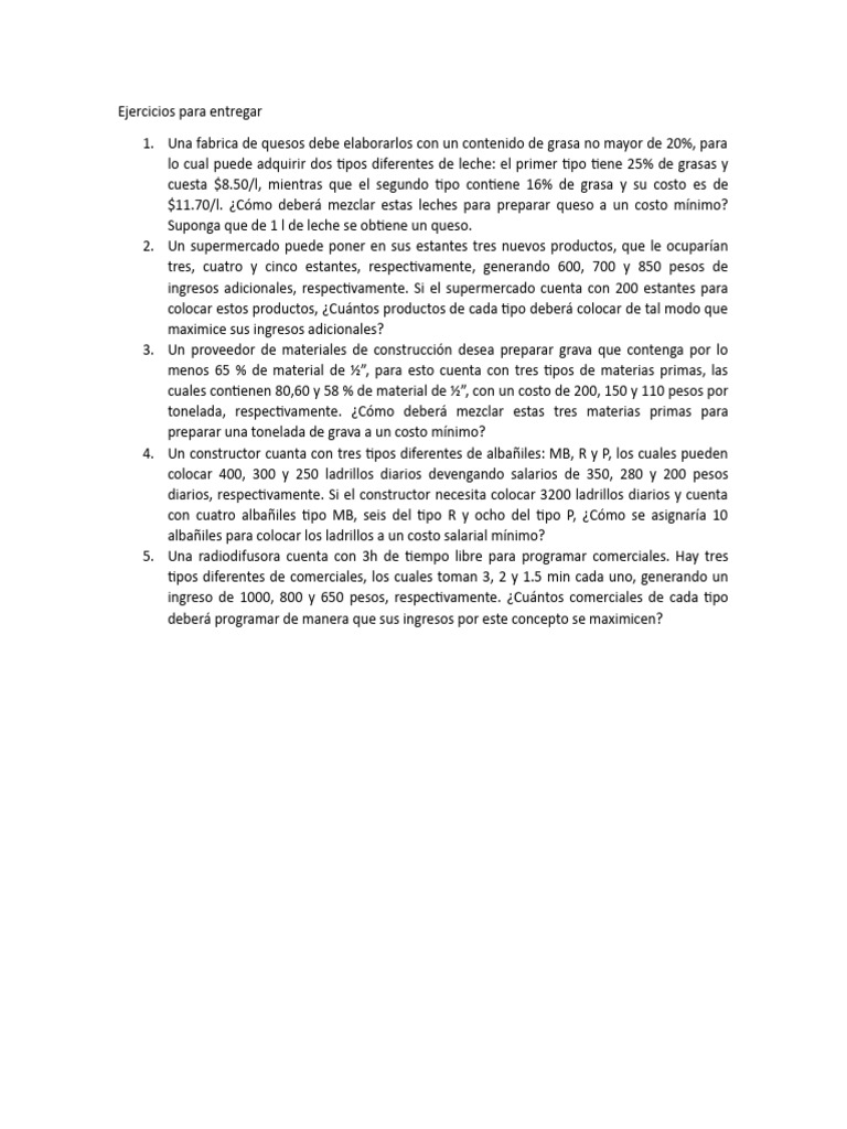 Programación Lineal Act. 1 | PDF