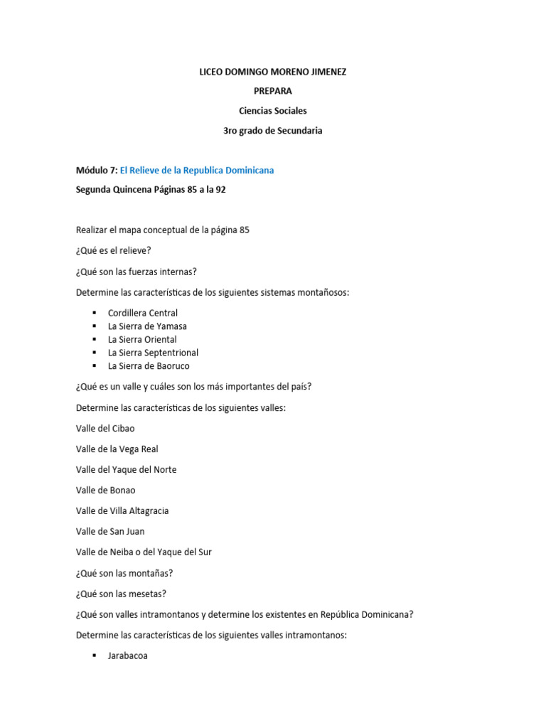 El Relieve de La Republica Dominicana | PDF