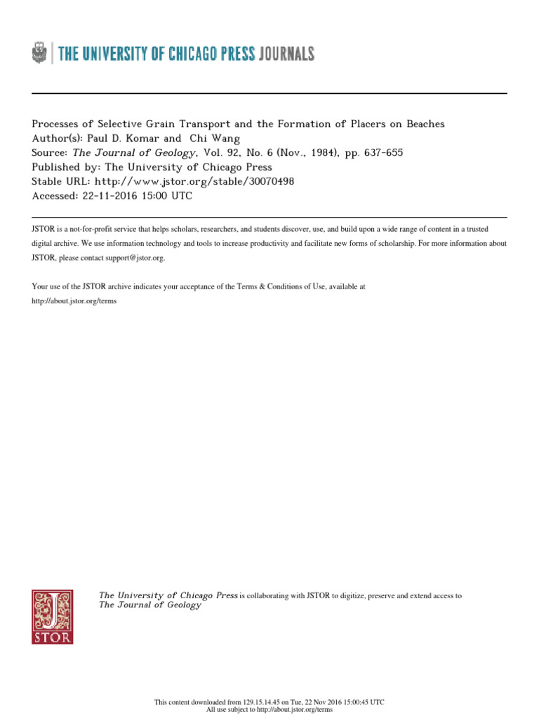 Beach Placer Formation & Grain Sorting | PDF | Science & Mathematics