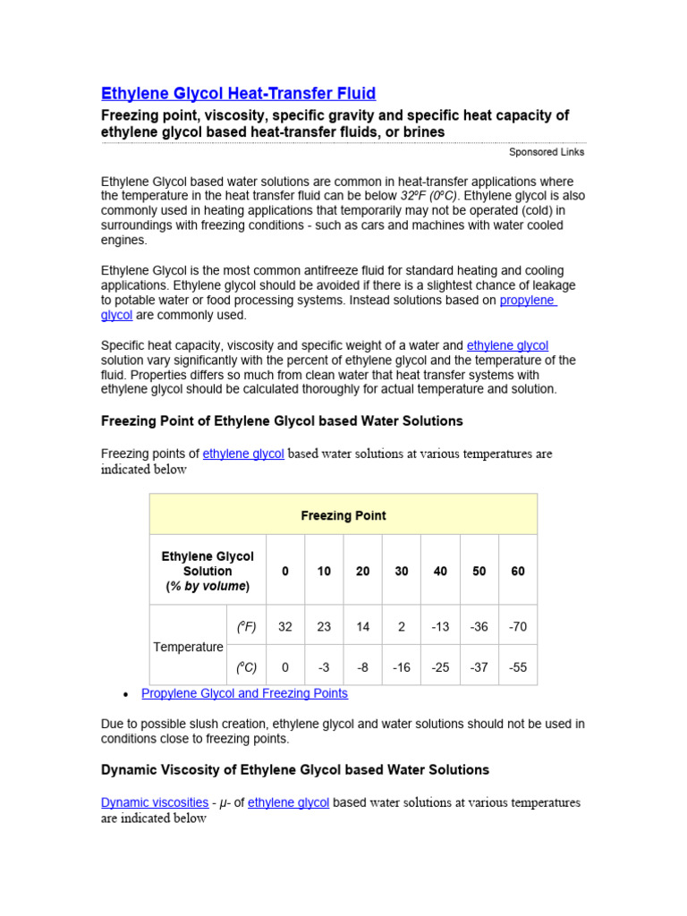 Ethylene Glycol Heat | PDF | Fluid Dynamics | Coolant