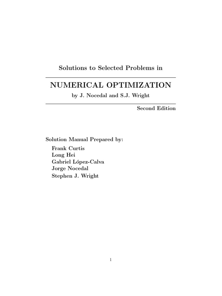 Solutions To Selected Problems in Numerical Optimization 2nbsped - Compress | PDF | Mathematical ...
