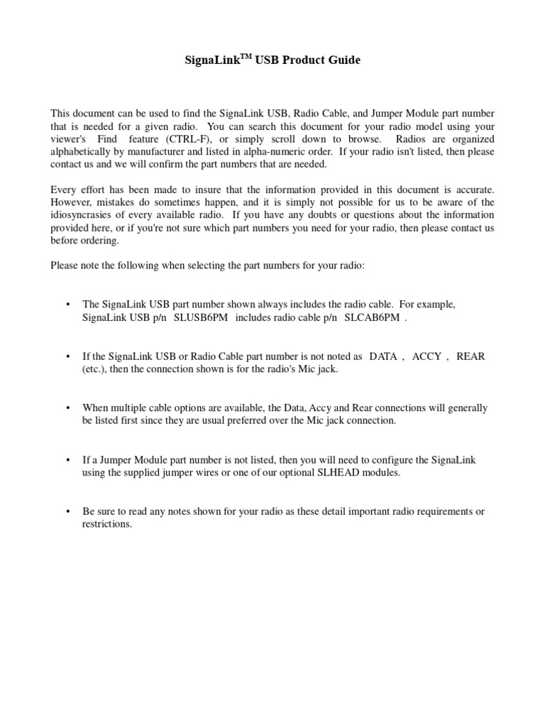 SignaLink USB Radio Guide | PDF | Manufactured Goods | Electrical ...