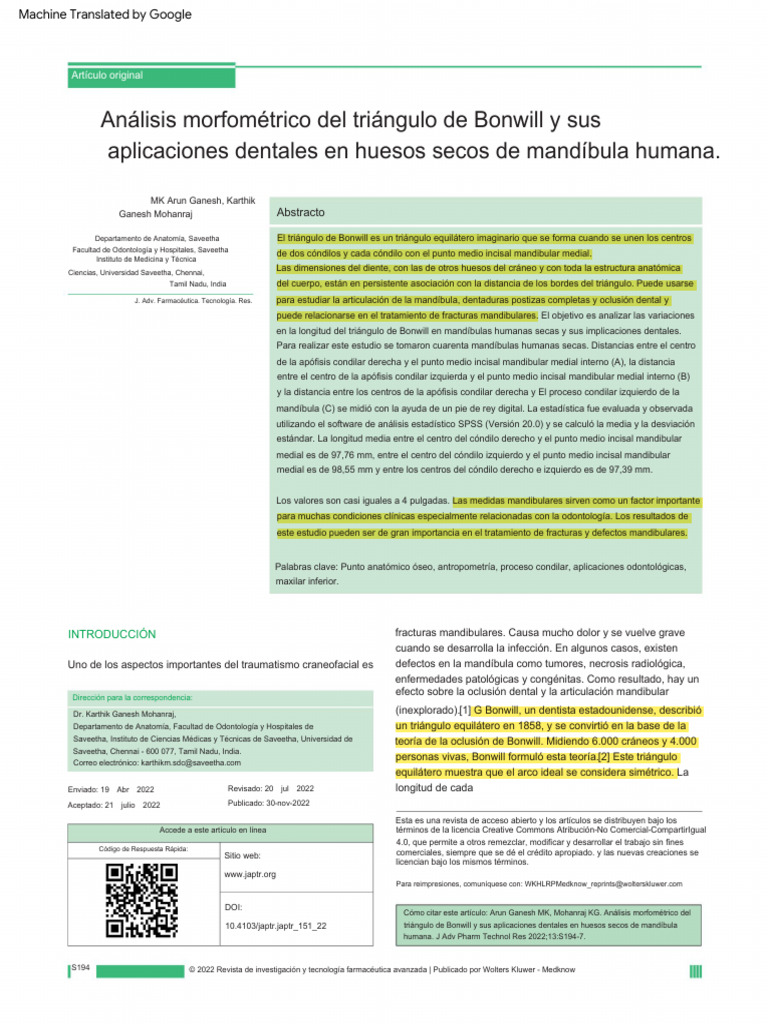 Análisis del Triángulo de Bonwill | PDF | Odontología