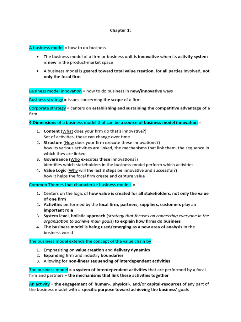 BMI Highlighted Summary Chapter 1-11 + 10 Practice Questions Each ...