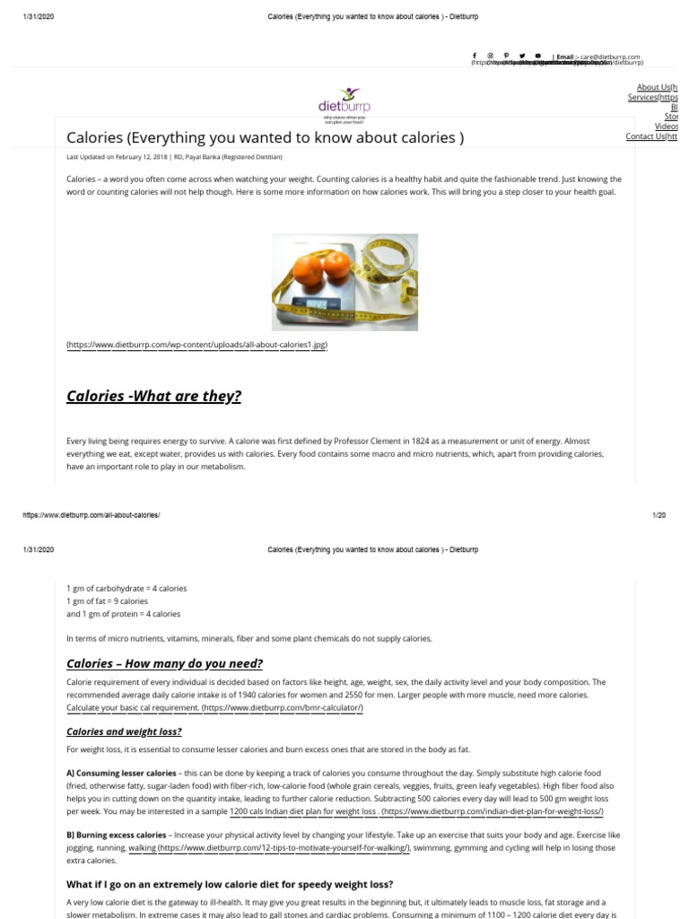 Calories (Everything You Wanted To Know About Calories) - Dietburrp | PDF