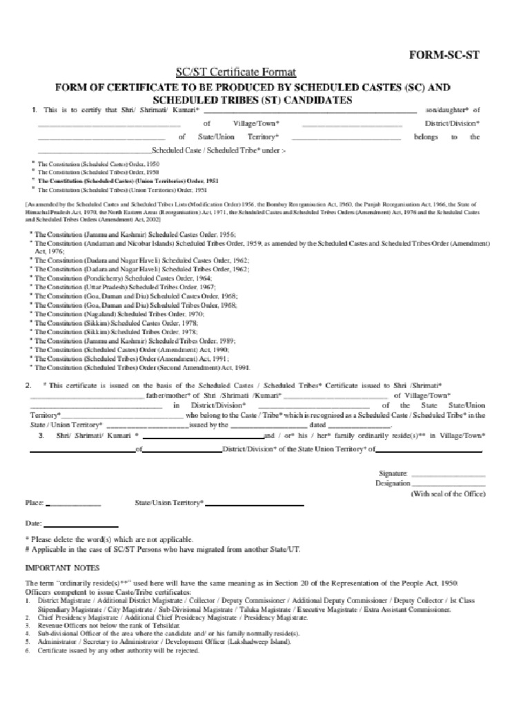 SC ST Form | PDF