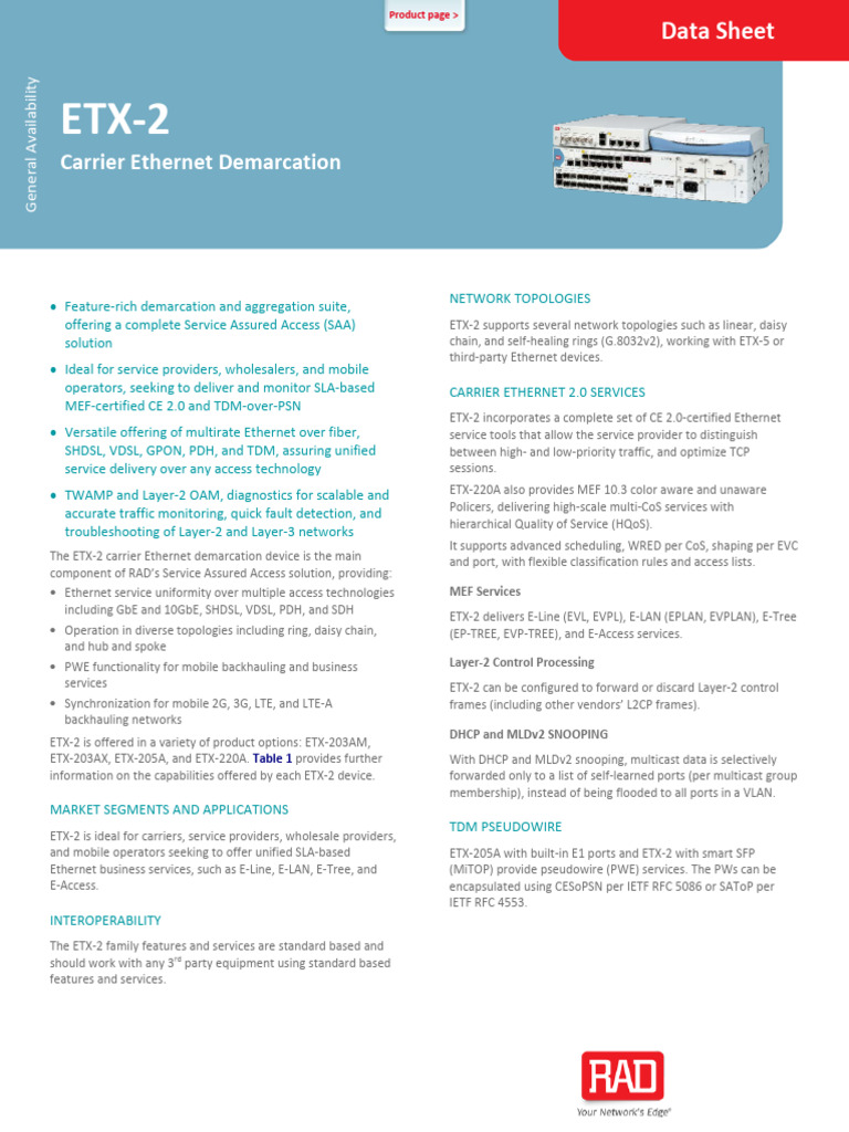 Etx 2 v6.7 - Datasheet | PDF | Computer Network | Ethernet