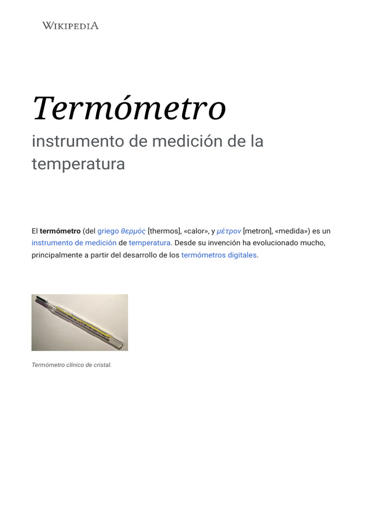 Historia y Tipos de Termómetros | PDF | Tecnología