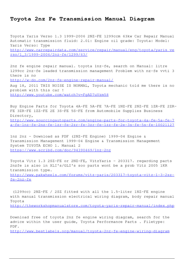 Dokumen - Tips - Toyota 2nz Fe Transmission Manual Diagram 2nz Fe ...