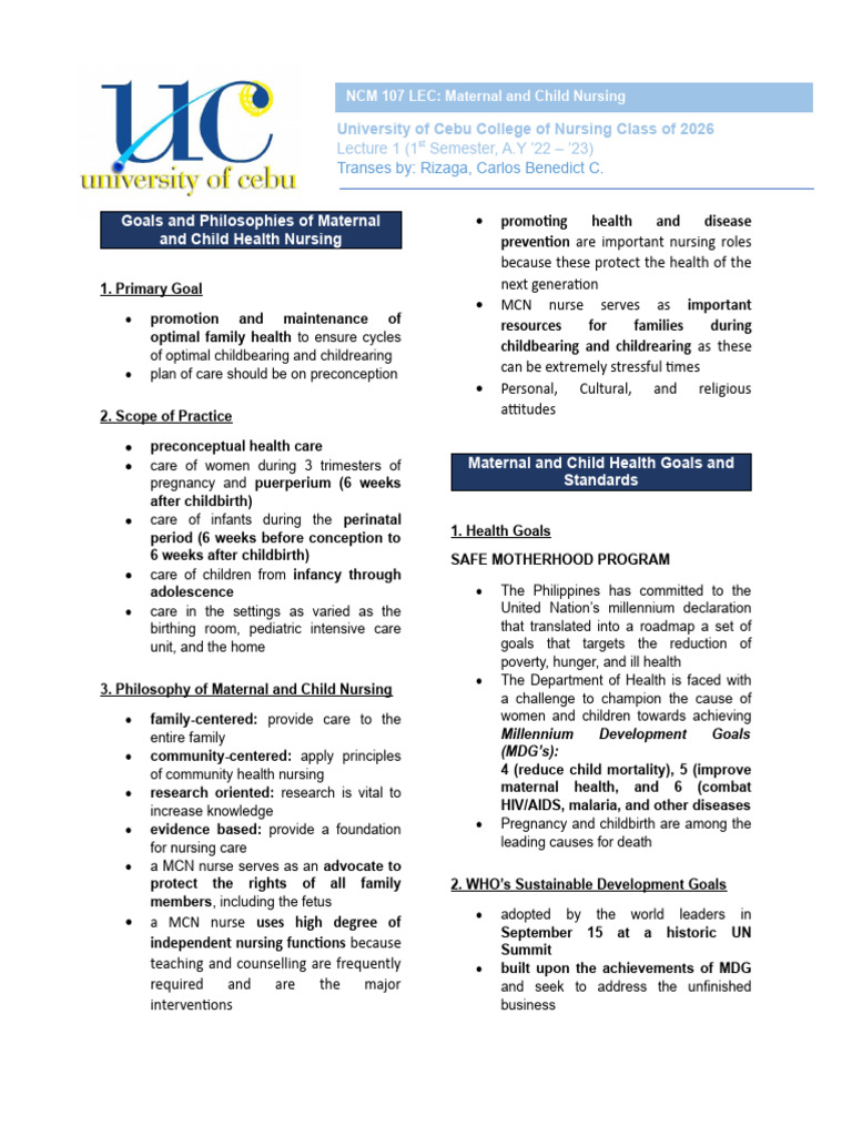 NCM 107 Lec - 1 | PDF | Maternal Health | Pregnancy