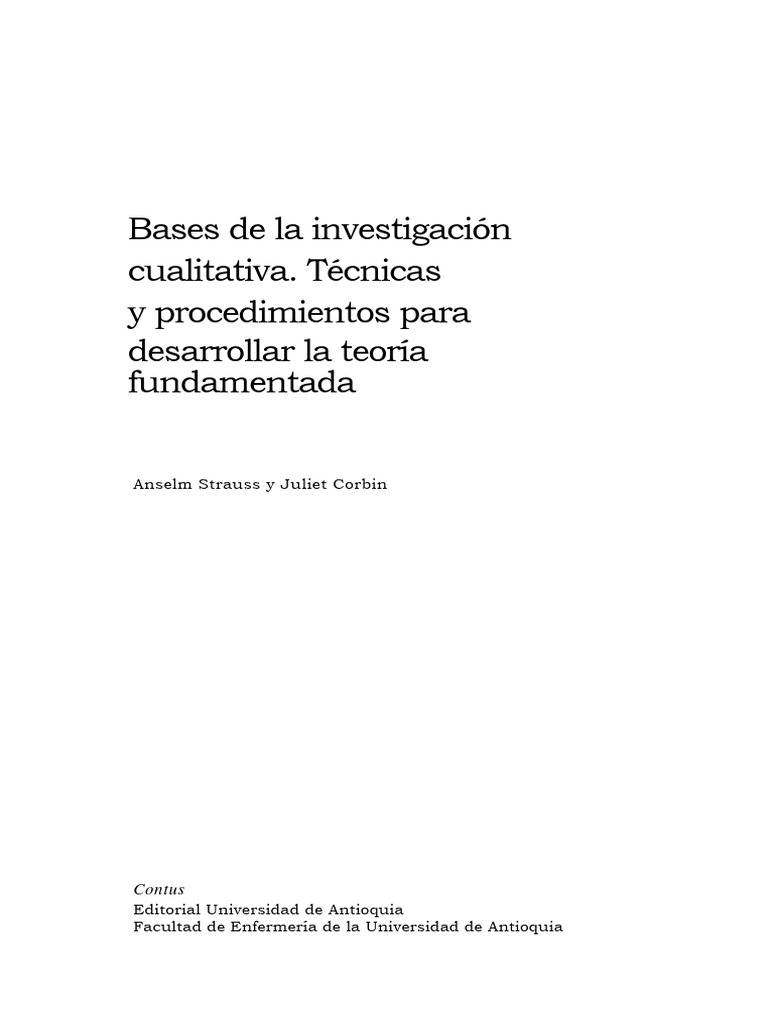 Bases - Inves - Cuali - Teoria Fundamentada - Strauss y Corbin | PDF ...