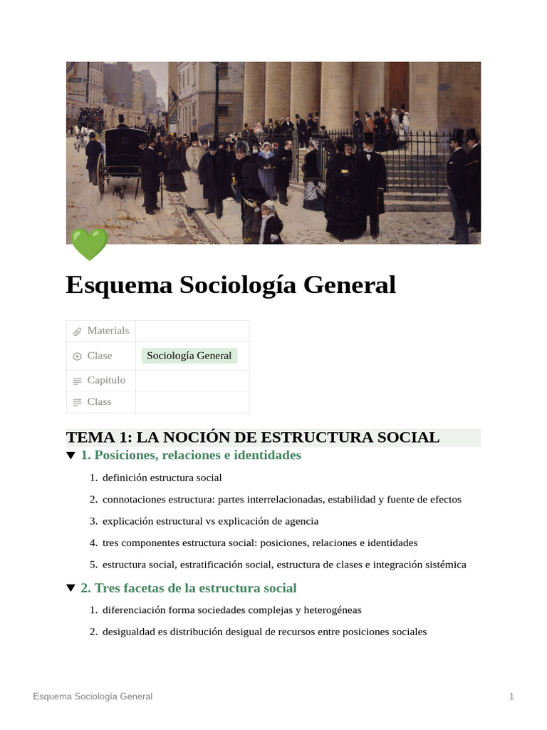 Esquema de Sociología General | PDF | Estructura social | Sociología