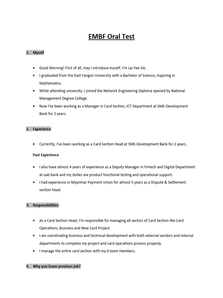 EMBF Oral Test | Download Free PDF | Banks | Small And Medium Sized ...