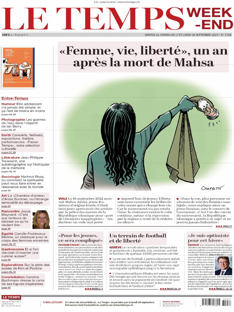 Journal Le Temps Du Samedi 16 Et Dimanche 17 Septembre 2023 | PDF