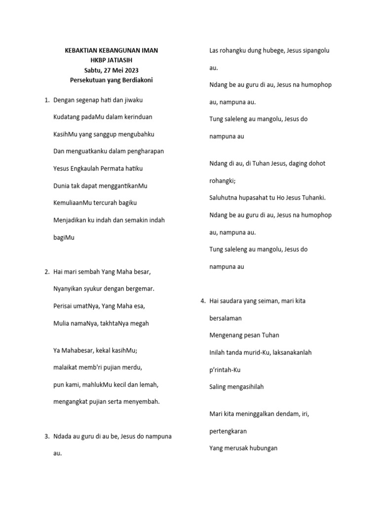 Lagu KKI 27 Mei 2023 Untuk Pemusik | PDF