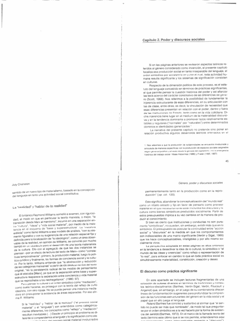 JULY CHANETON - Poder y discursos sociales | PDF