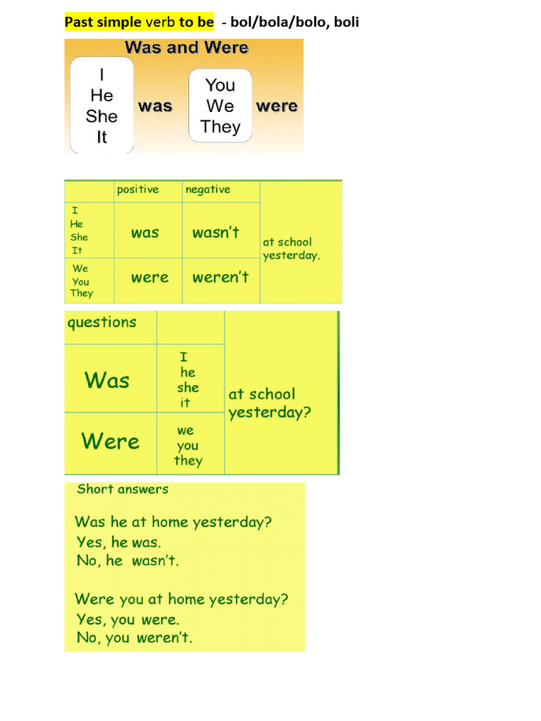 Past simple verb to be_was_were | PDF