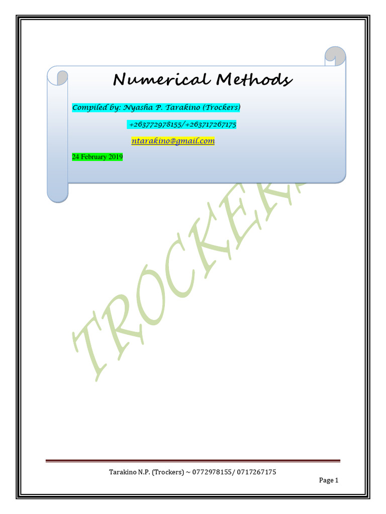 Numerical Methods Notes - by Trockers | PDF | Equations | Zero Of A ...
