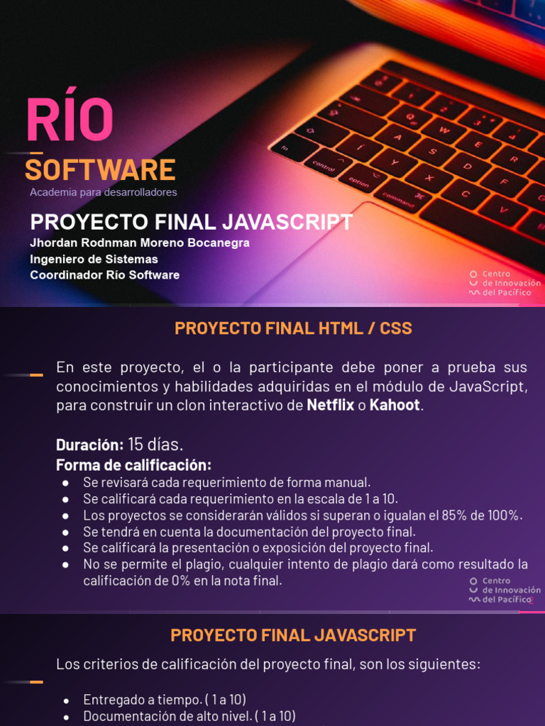 Proyecto Final - JavaScript.pptx | PDF | Script Java | Ingeniería de Sistemas