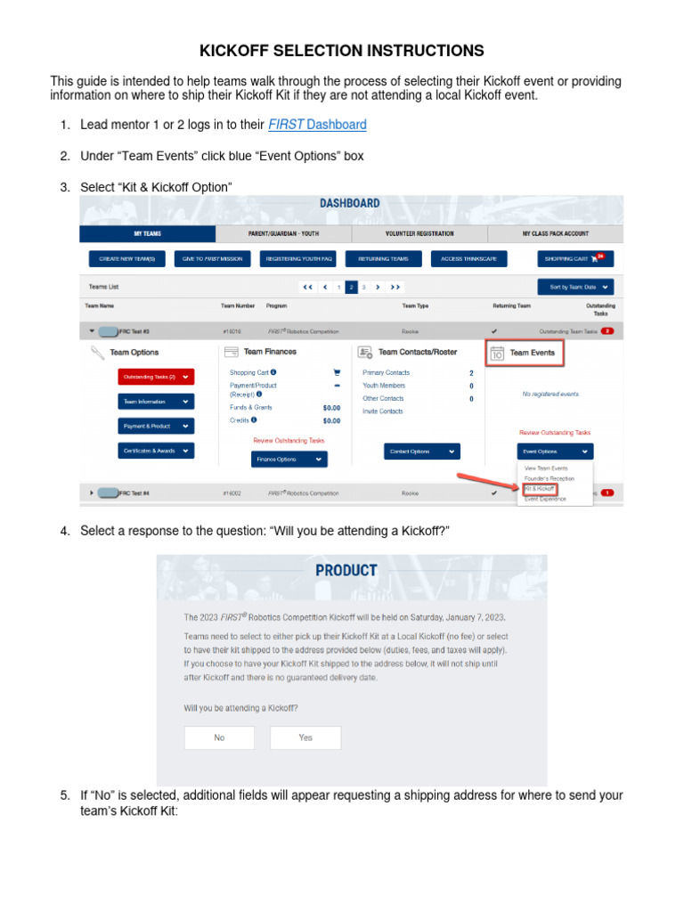 FRC Kickoff Instructions | PDF
