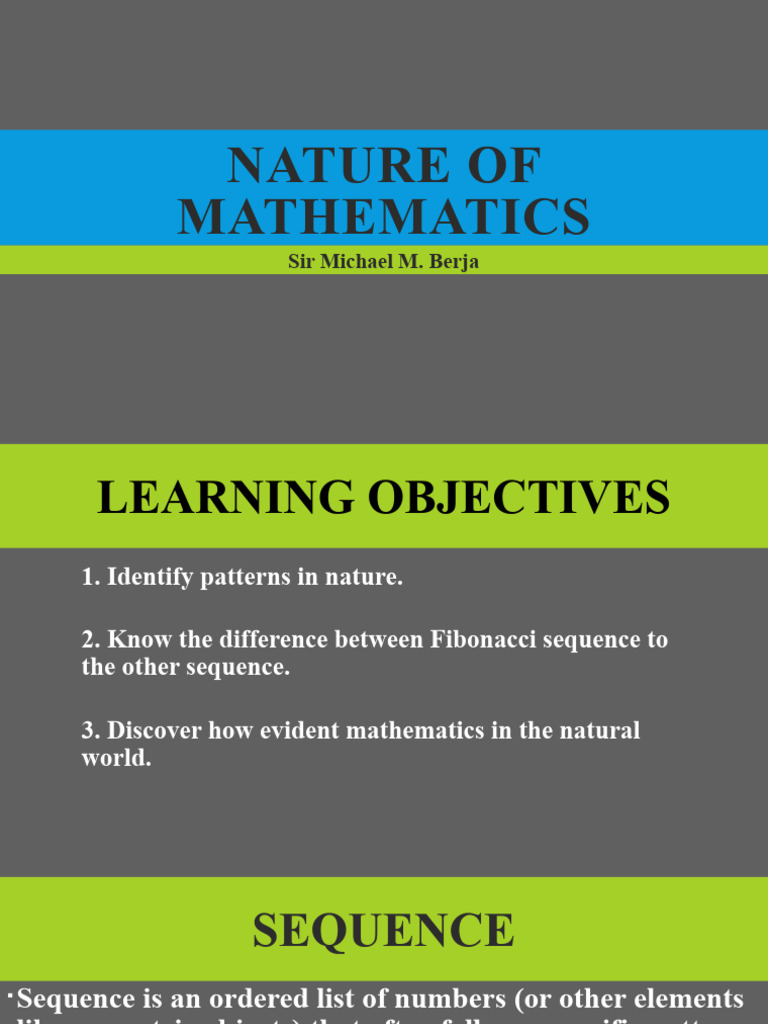 Patterns and Sequences in Nature | PDF | Pattern | Sequence