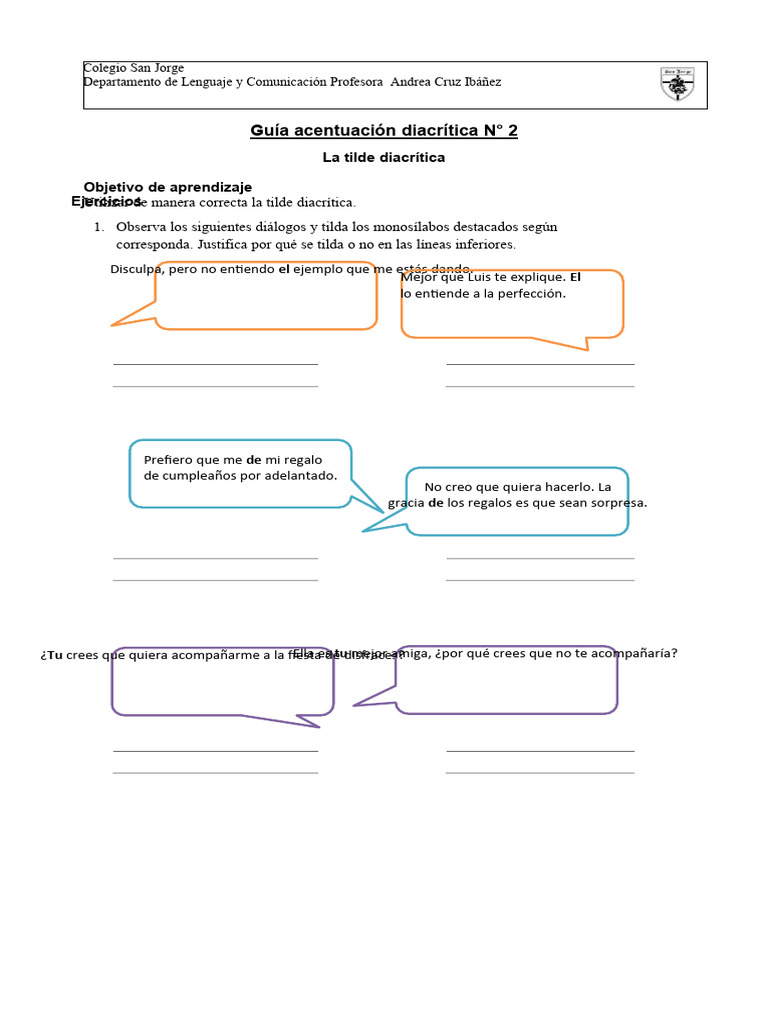 5° Básico Guía Tilde Diacrítica N°2 | PDF