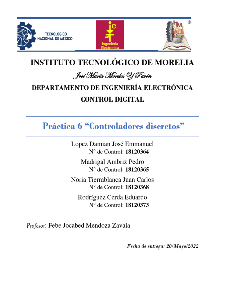 Control Digital P6 Rodriguez Noria Lopez Madrigal | PDF | Matlab | Software