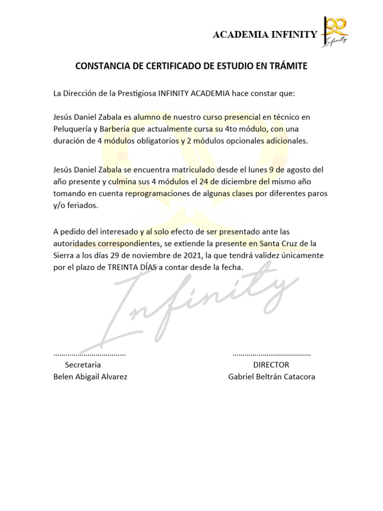 Certificado de Estudio | PDF