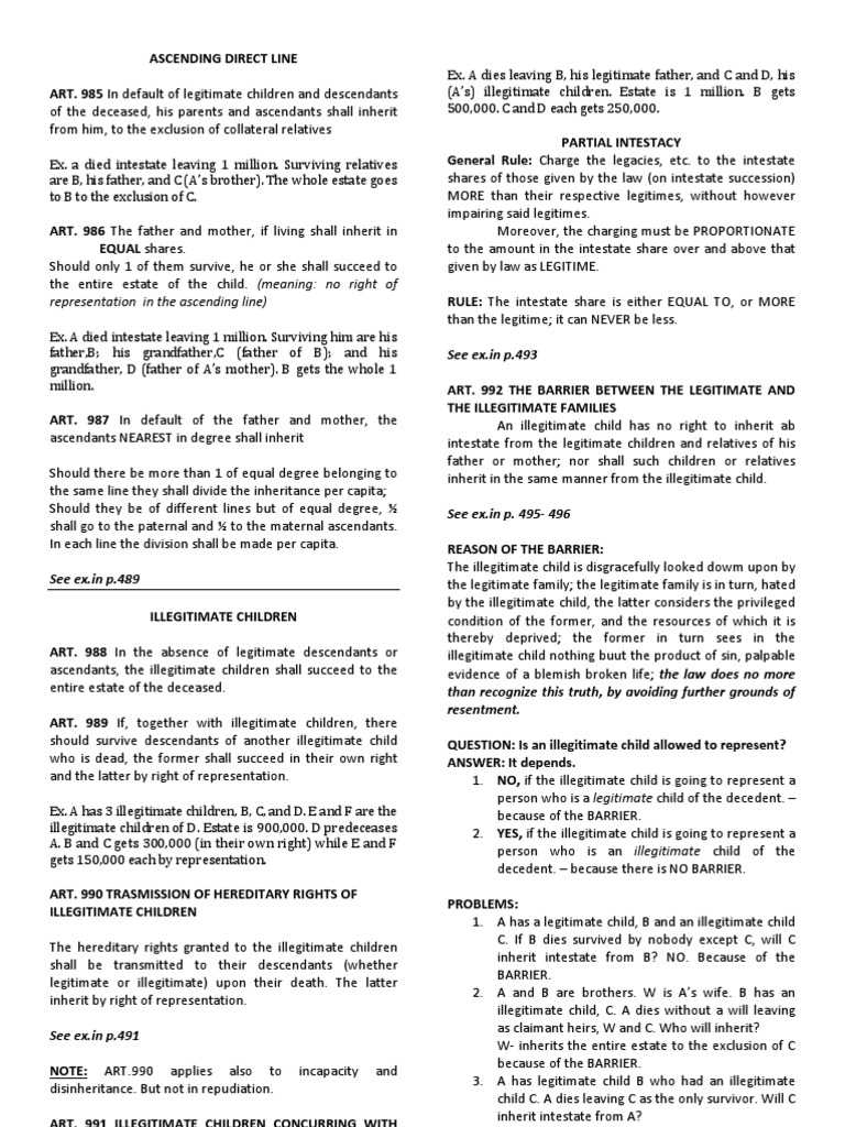 Ascending Direct Line | PDF | Intestacy | Legitimacy (Family Law)
