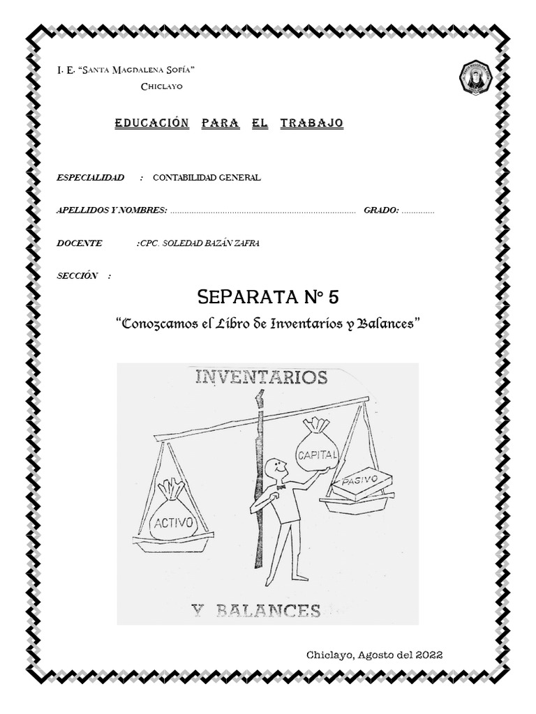 Separata #5 - Libro de Inventarios y Balances | PDF | Contabilidad | Hoja de balance