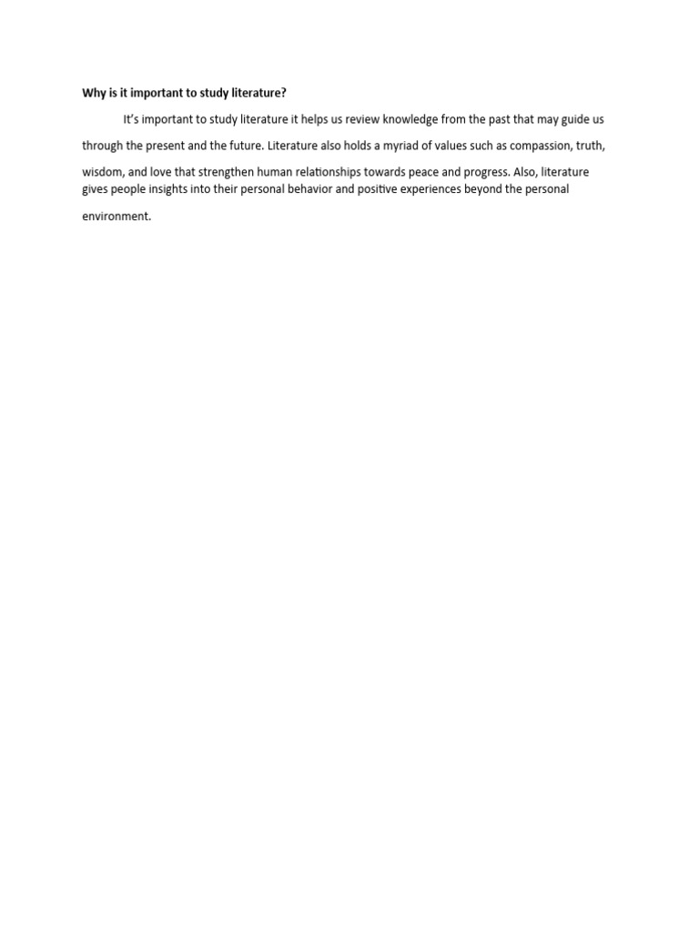 Why Is It Important To Study Literature PDF