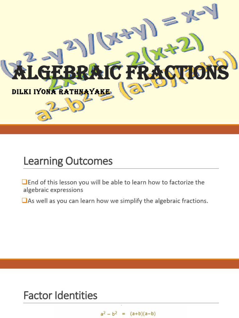 Algebraic Fractions | PDF | Mathematical Notation | Mathematical Concepts
