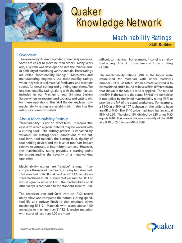 Understanding Machinability Ratings for Metals | PDF | Bronze | Brass