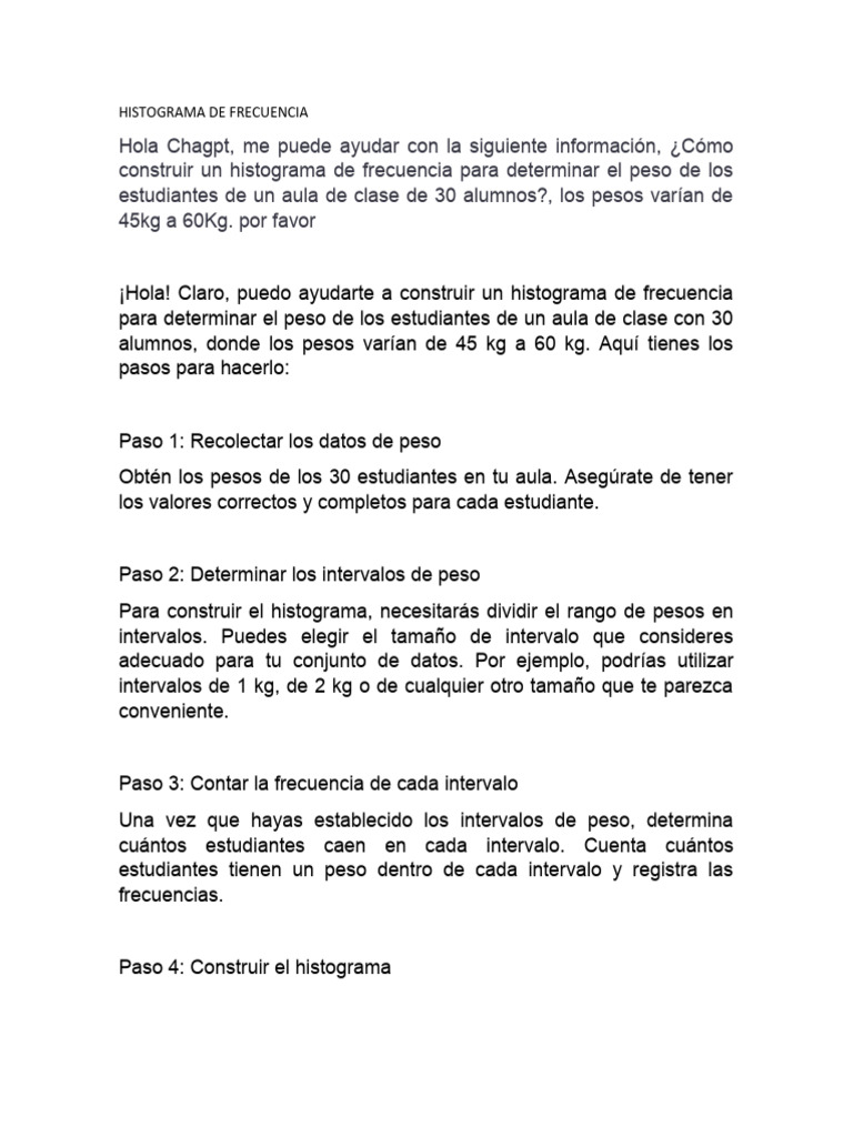 Construir Un Histograma de Frecuencia | PDF | Histograma