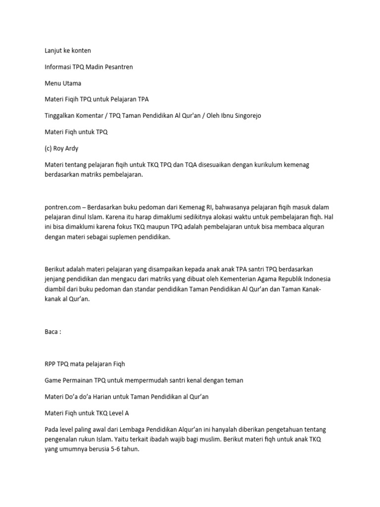 Materi Fiqih TPA | PDF