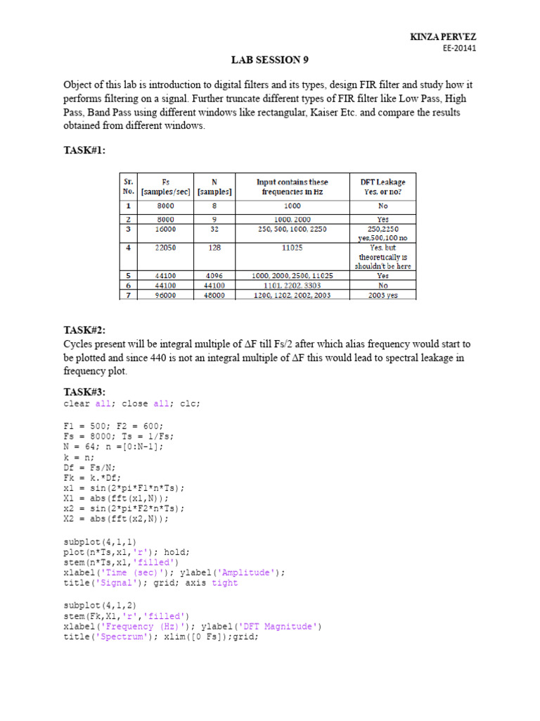 Lab 9 | PDF | Spectral Density | Fourier Analysis