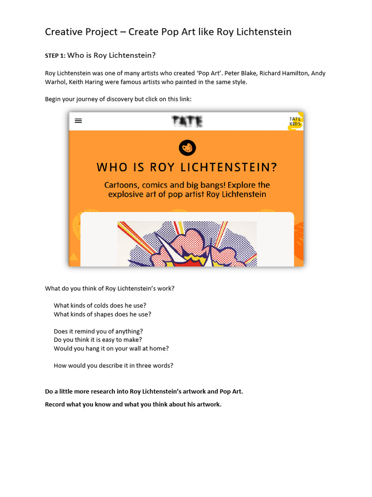 Creative Roy Lichtenstein | PDF | Color | Vision