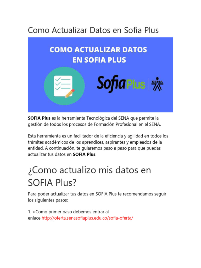 Como Actualizar Datos en Sofia Plus | Descargar gratis PDF | Informática
