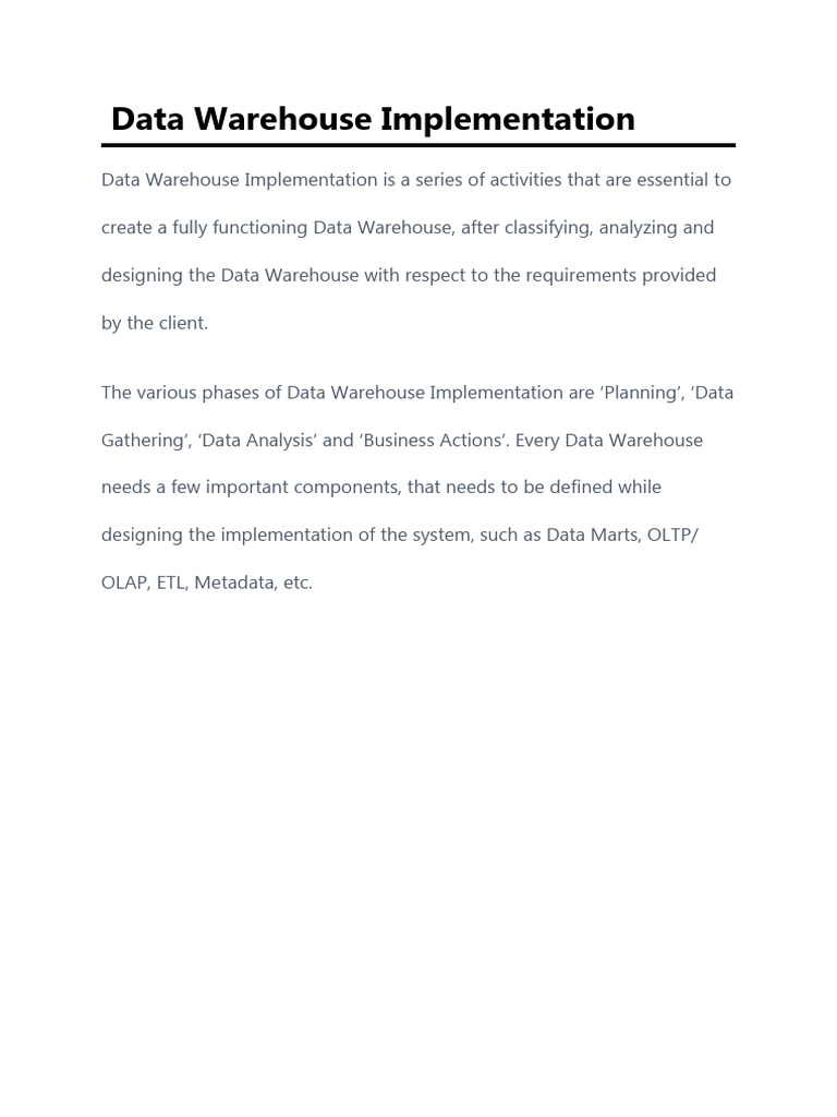 Implementation of Data Warehouse | Download Free PDF | Data Warehouse ...