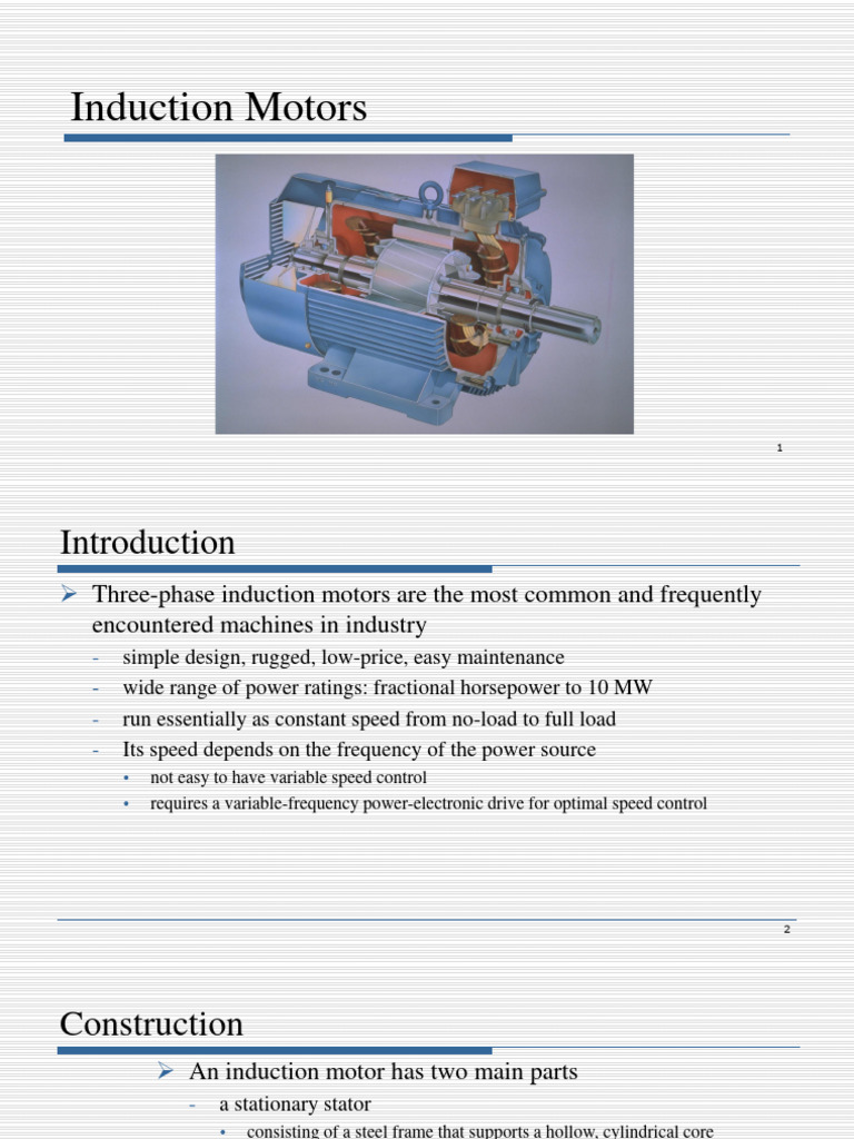Induction Motors (Slides) | PDF | Electric Motor | Electric Power