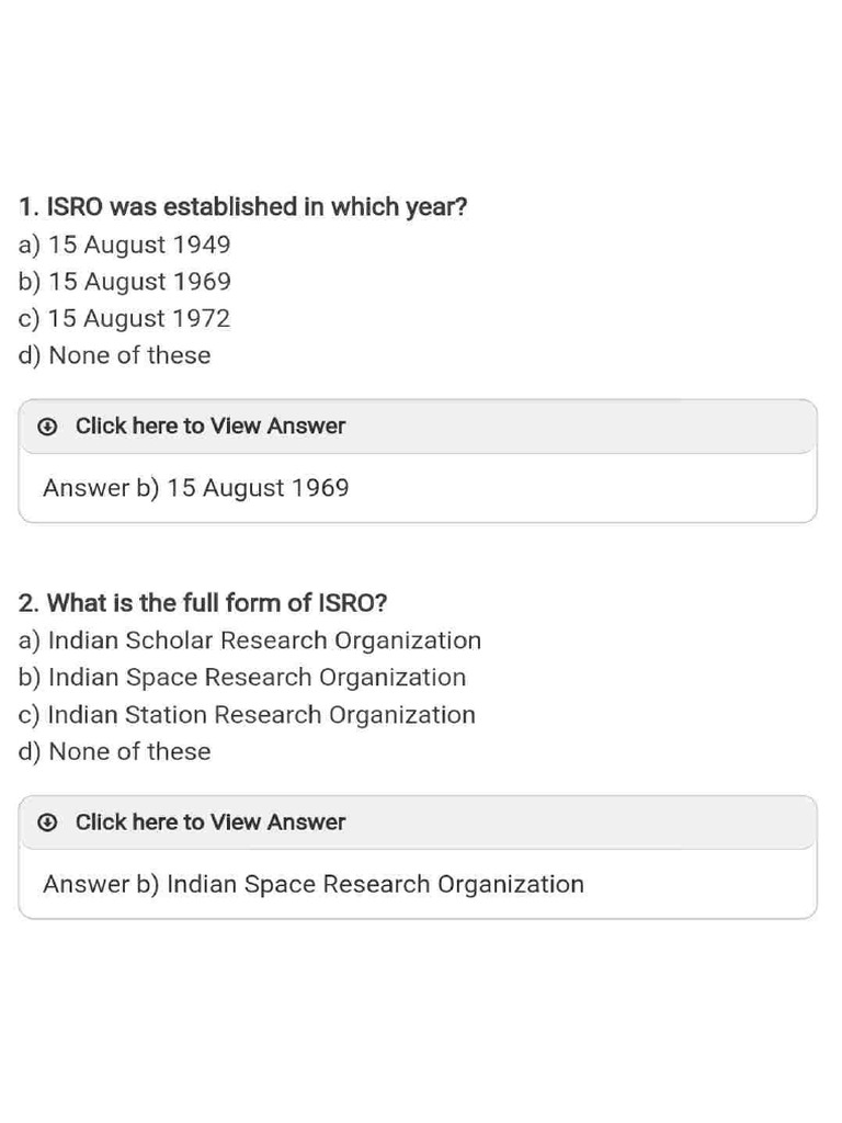 Isro Missions MCQ | PDF