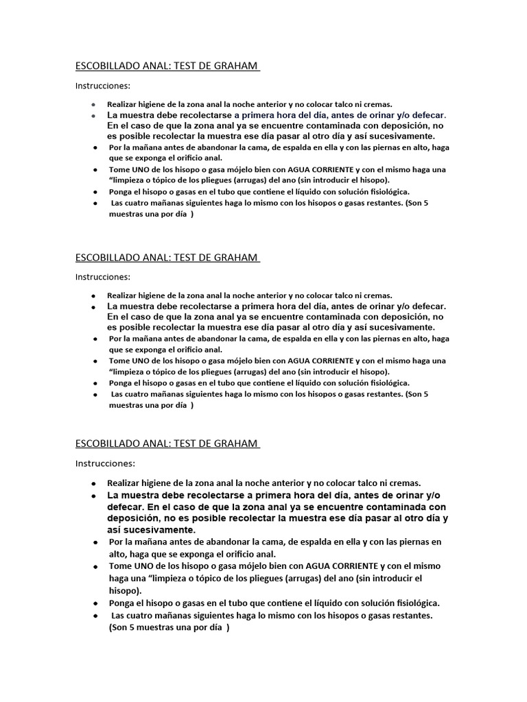 ESCOBILLADO ANAL .TEST DE GRAHAM | PDF | Sistema digestivo ...