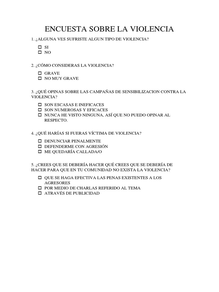 Encuesta Sobre La Violencia | PDF