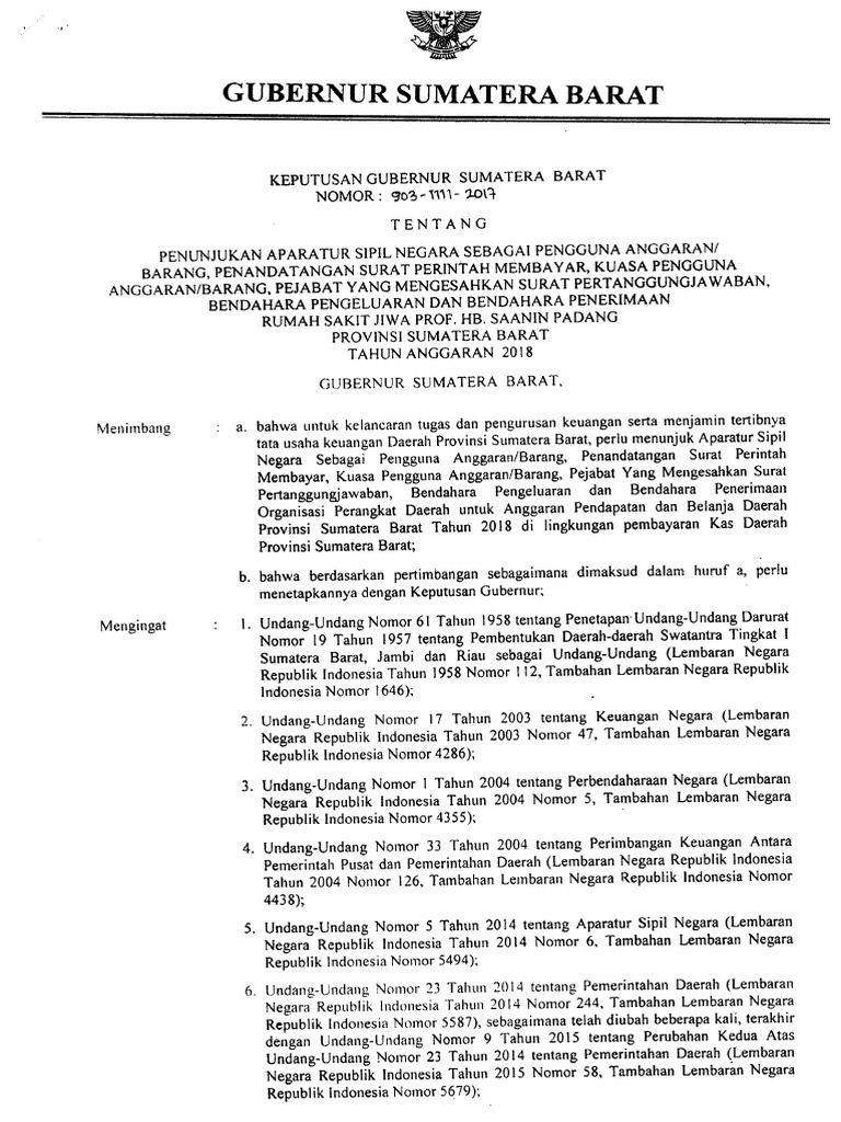 Contoh Format Keputusan Gubernur | PDF