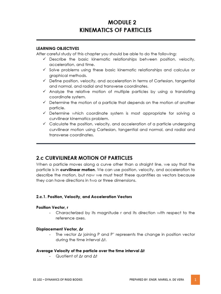 MODULE 2.b | PDF | Kinematics | Velocity
