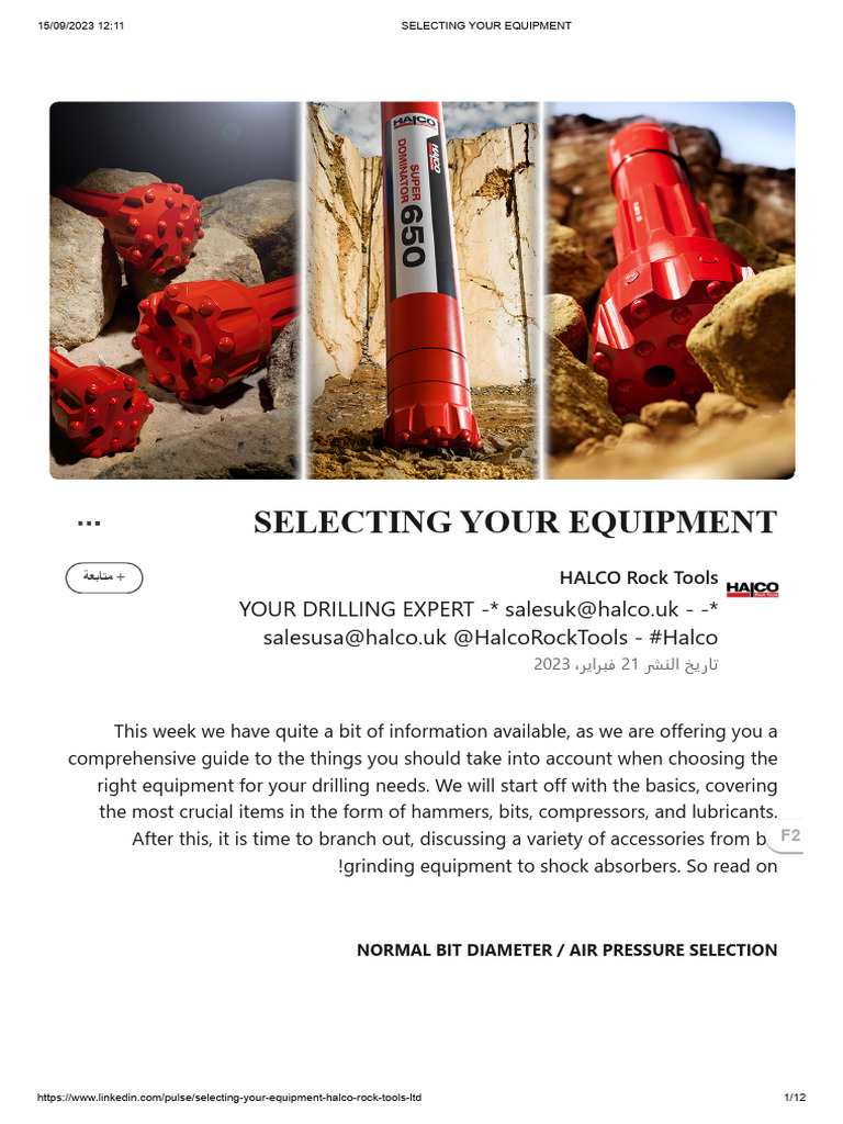 Selecting Your Equipment | PDF | Drill | Drilling