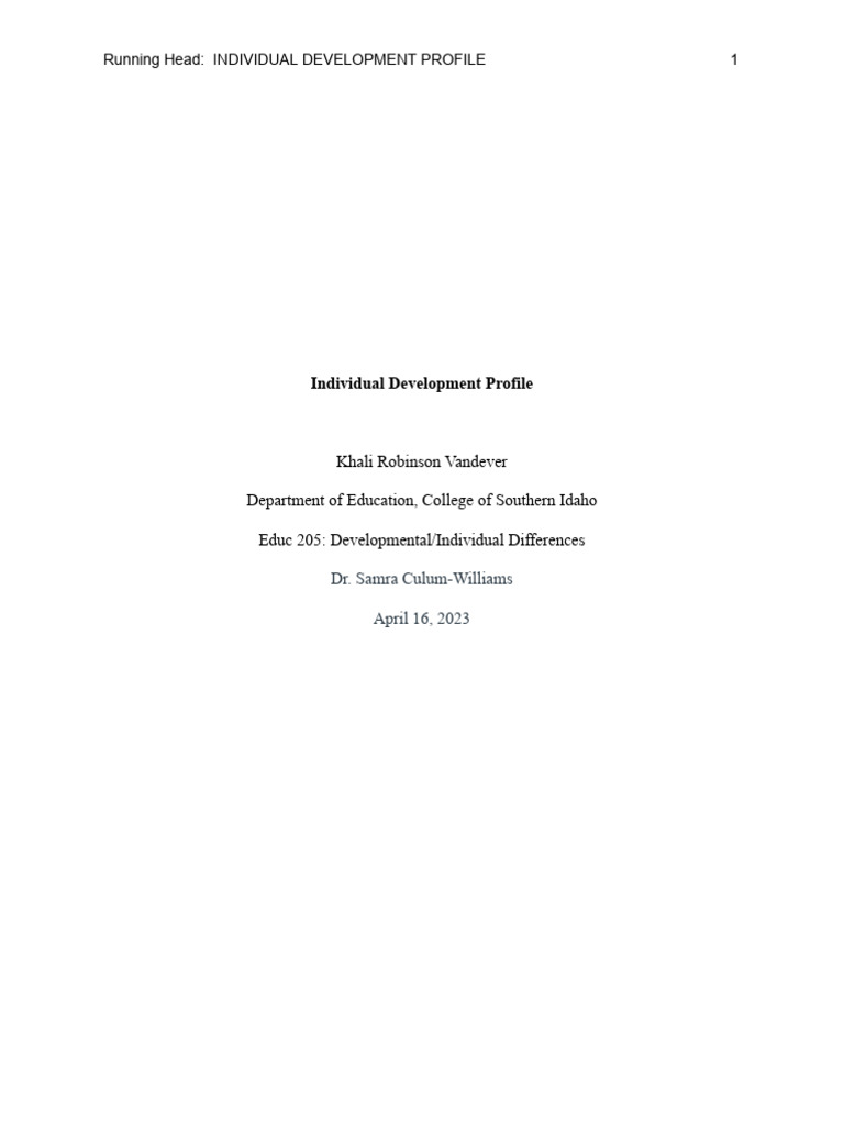 Individual Development Profile of Ilitia | PDF | Cognitive Development ...