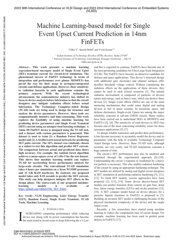 Machine - Learning-Based - Model - For - Single - Event - Upset - Current - Prediction - in ...